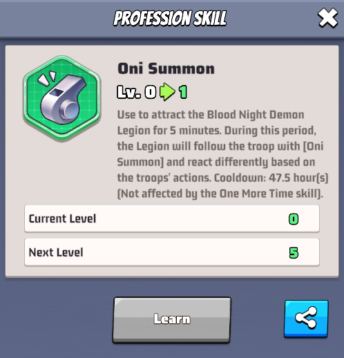 Oni’s Summon - Last War Guide - Season 4 Season Skill – Last War Support